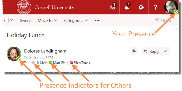 Presence Status in Outlook on the Web | IT@Cornell